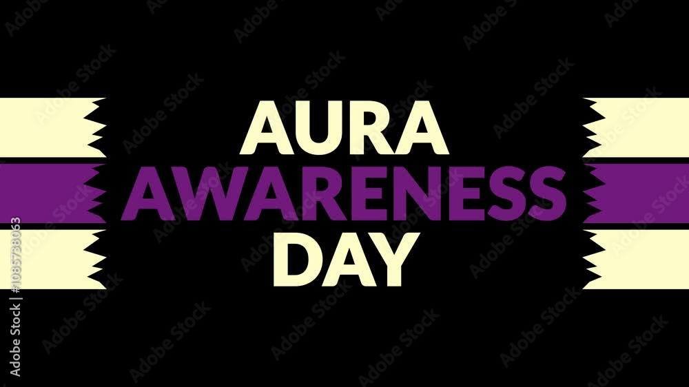 Aura Awareness Day In and Out text from split line animation on a black ...
