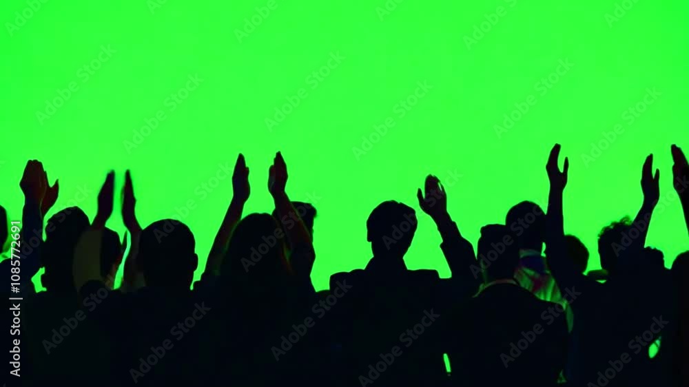 Crowd applauding and watching game or other on green screen background ...