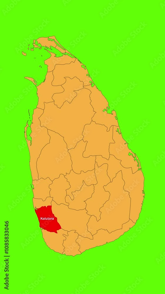 Kalutara map animated video. The location is highlighted on the Sri ...