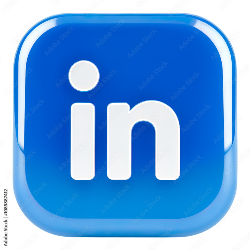 linkedin logo blue glossy square with white icon front view isolated on ...