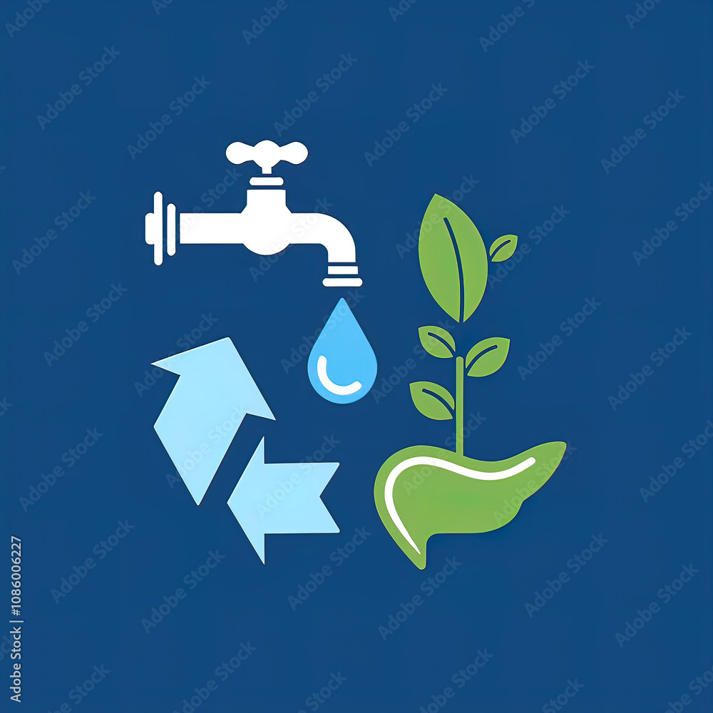 Vector illustration, infographic concept of water saving tips icon ...
