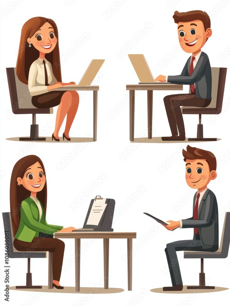 Human resources isolated cartoon vector illustrations set. Happy ...