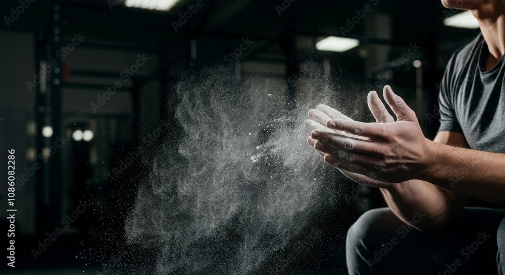 Hands Clapping with Chalk Dust in Front of a Squat Rack Stock Photo ...