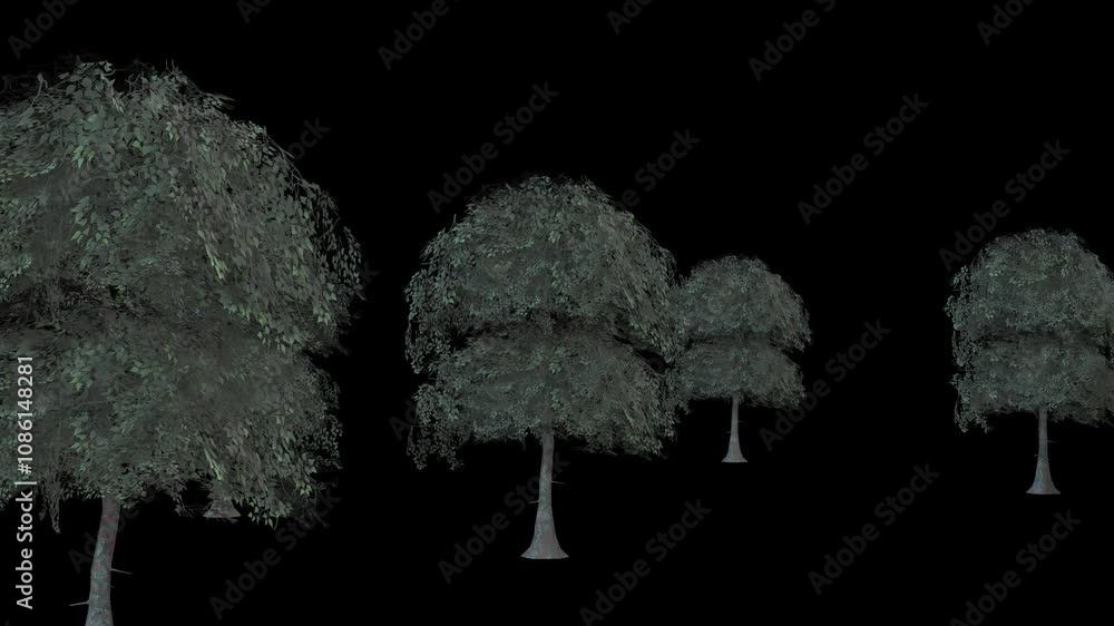 4k animation of a jungle trees scene with cinematic camera movement on ...