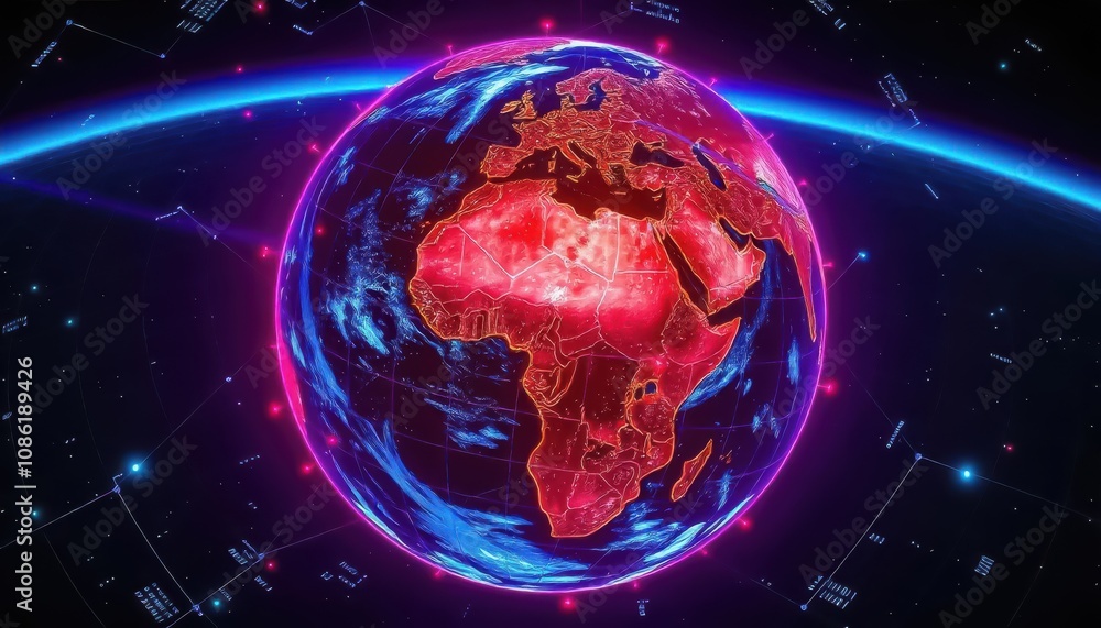 Global data visualization of africa digital art futuristic environment ...