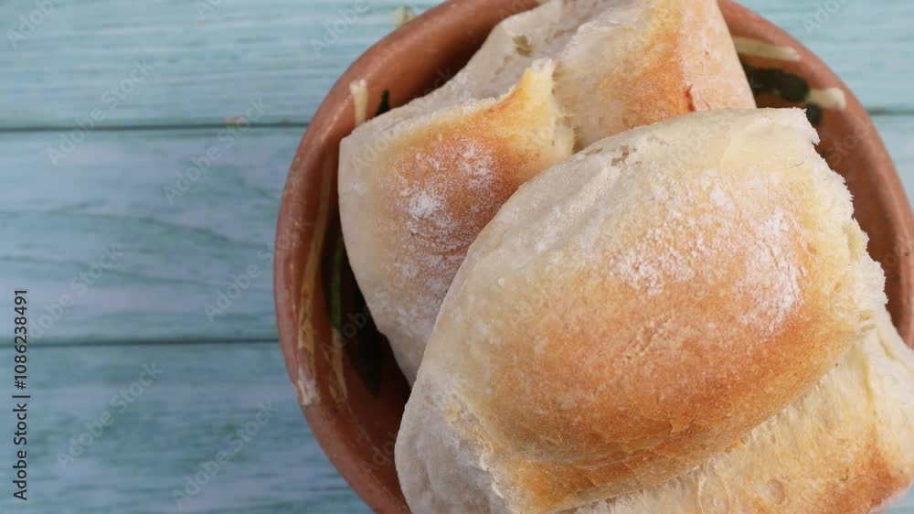 Vista superior de pan de sal mexicano para acompañar o rellenar. Comida ...