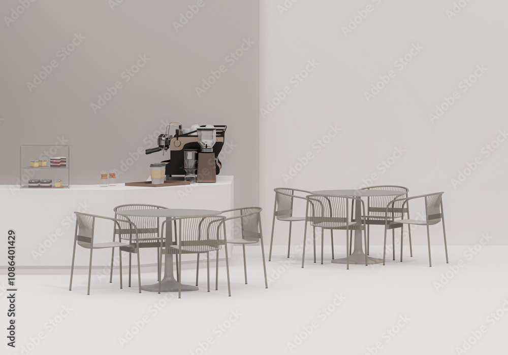 Coffee shop Restaurant design Modern and Minimal, white counter and ...