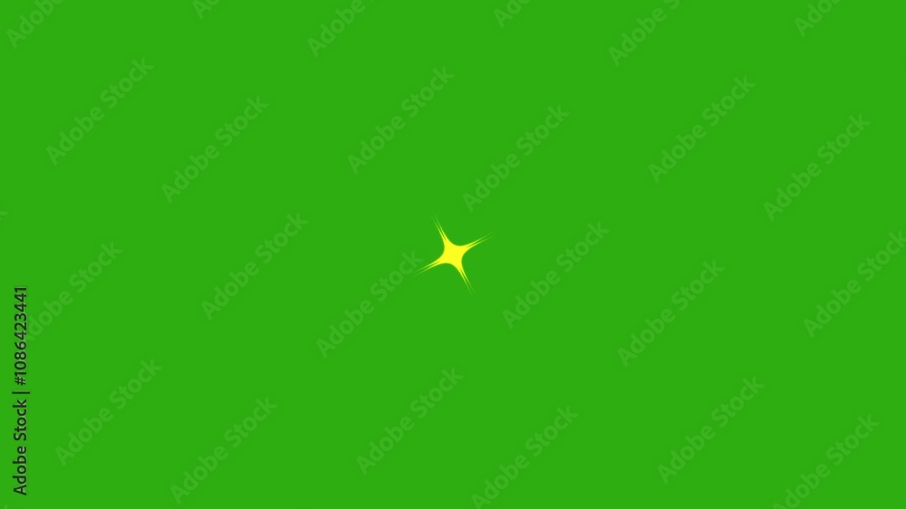 set flash light star shape animation, green screen baclground, sky ...