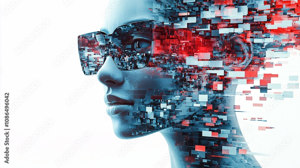 3D illustration of deepfake technology on a white background ...