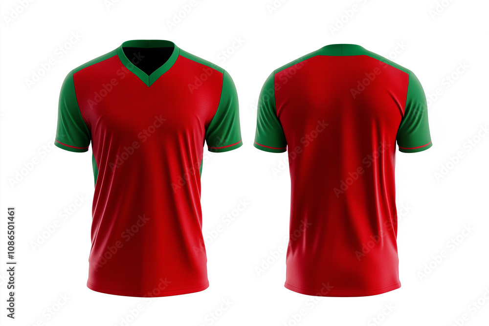 red and green jersey template for team club, jersey sport, front and ...