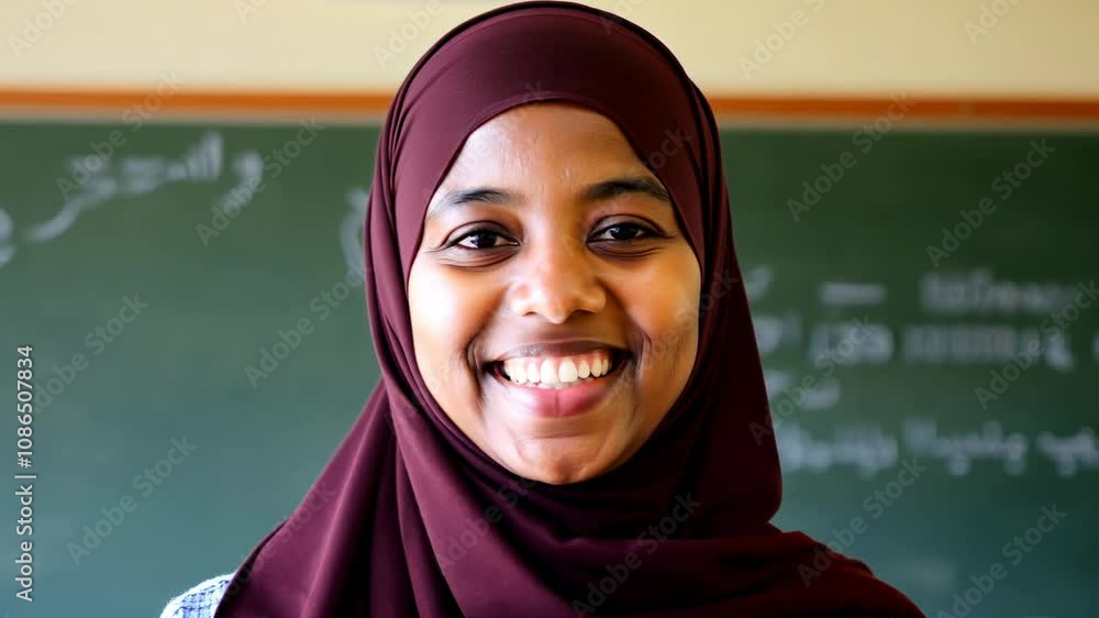 Cheerful Muslim female teacher in hijab. Meet our vibrant female ...