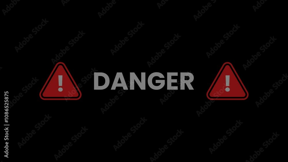Danger sign animation on transparent background. Perfect for warning ...