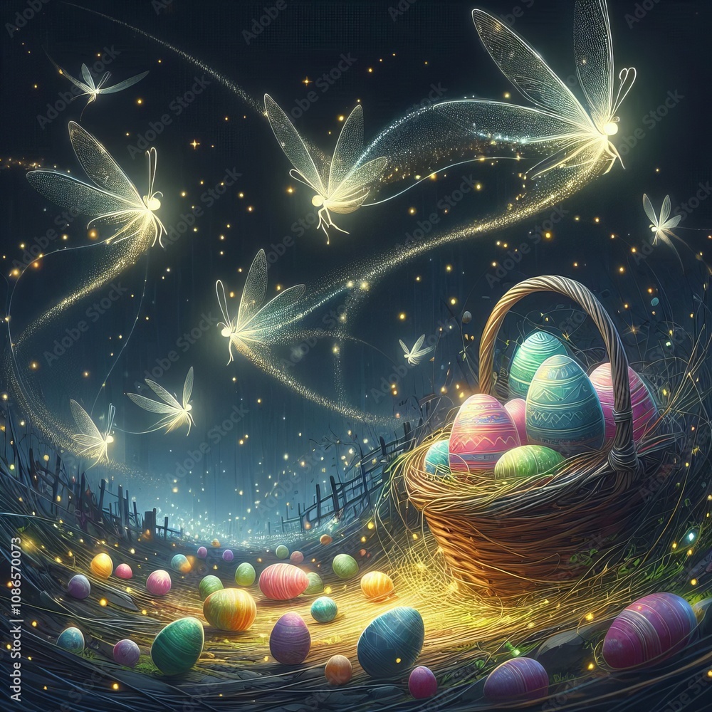 Sprite Easter Sprites flit around leaving trails of light that l Stock ...