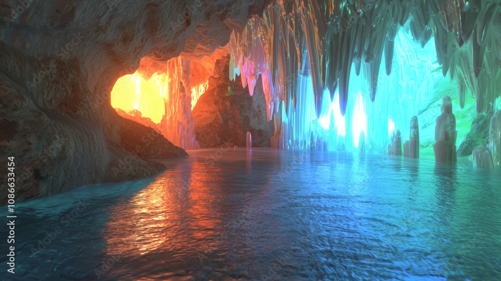 Crystal cave background with shimmering gemstones, sparkling in the ...