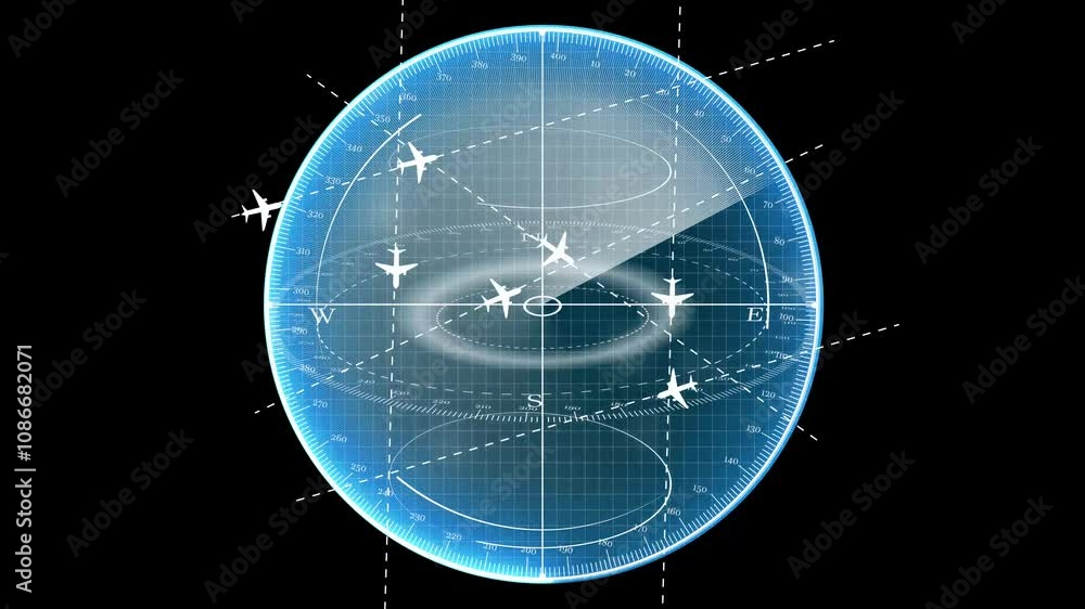 3D model High-tech radar scanner for flight coordinates between ...