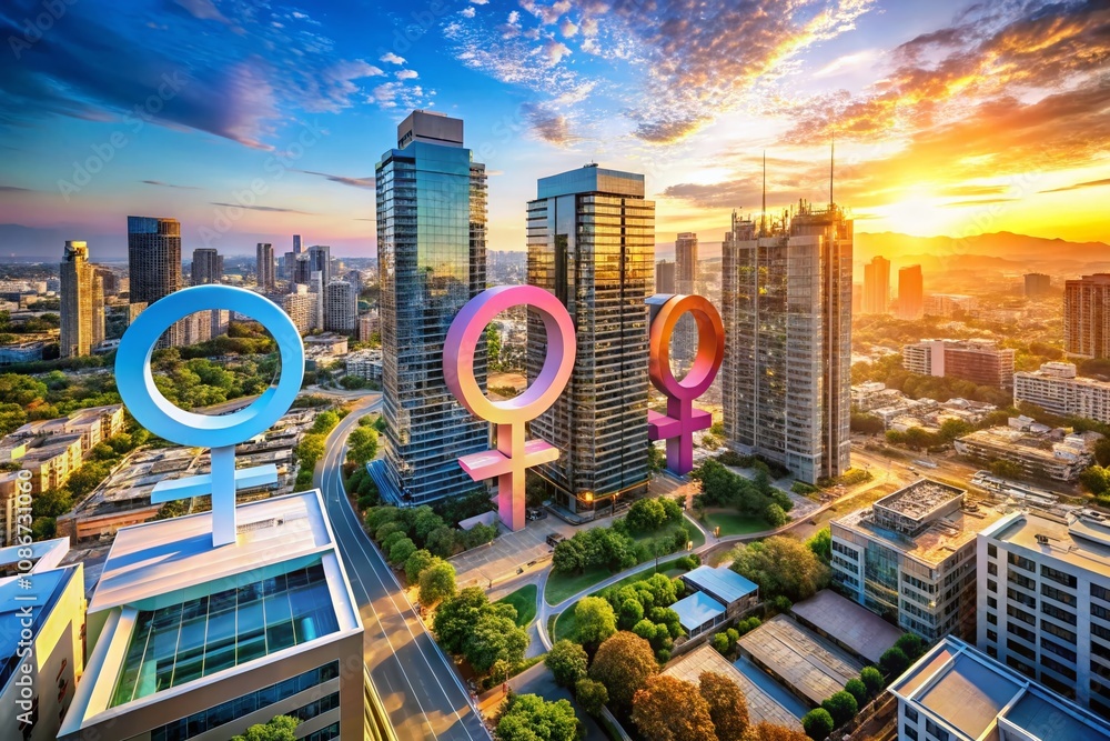 Aerial Photography of Male and Female Symbols Intertwined in a Modern ...