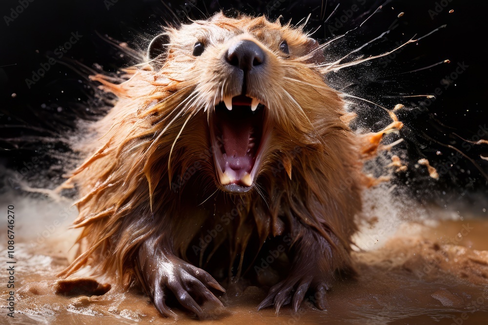 exploding beaver a beaver chalk piece exploding into a shower of Stock ...