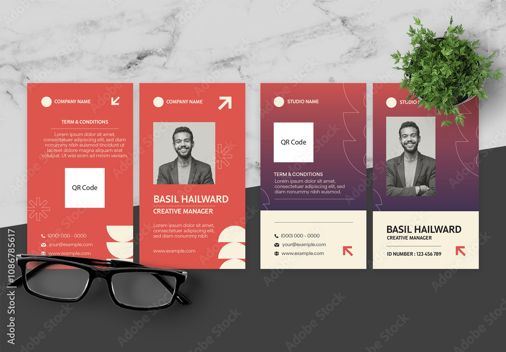 Orange and Purple Pass Card Stock Template | Adobe Stock