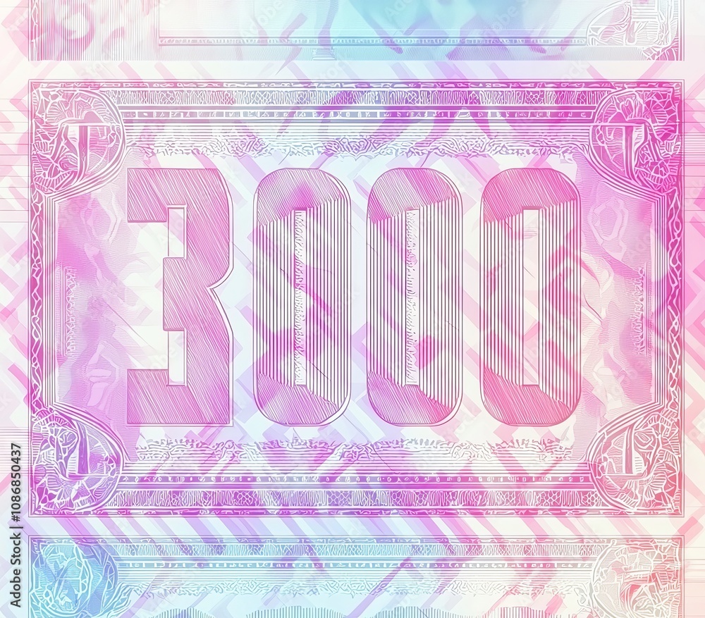 There is a guilloche pattern on the back of this banknote 300 template ...