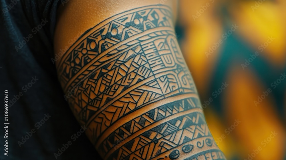 Foto de Traditional tattoo art from indigenous cultures, showcasing ...