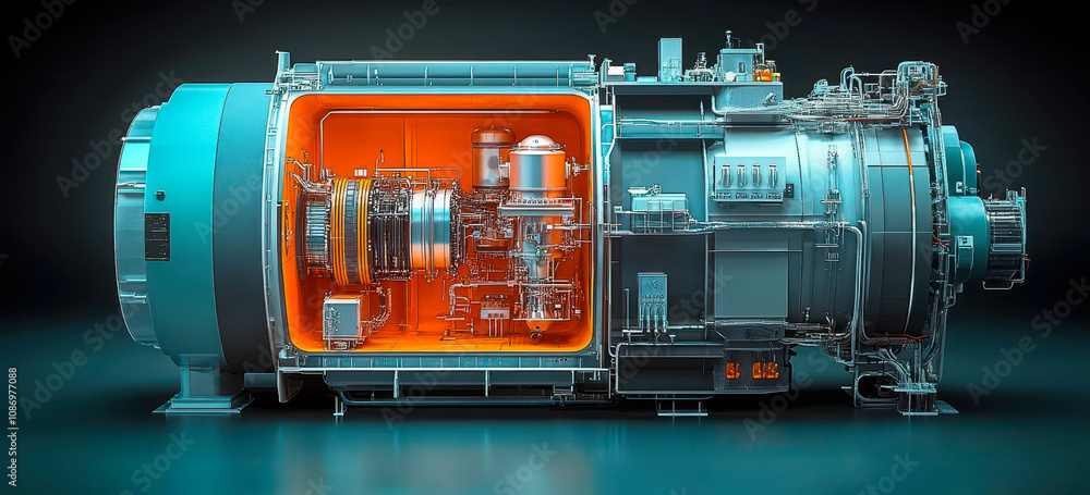 Detailed Cutaway Diagram of Small Modular Reactor SMR Showing Internal ...