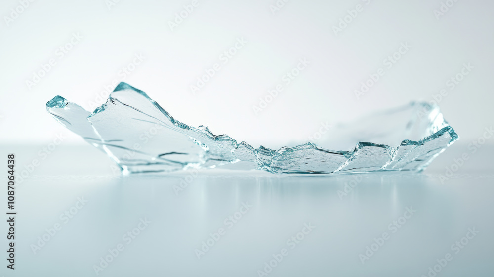 Jagged glass shard sharp broken transparent clear reflection surface ...