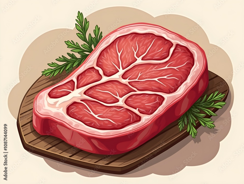 Meat steak app icon. Butcher shop product. Restaurant, grill bar ...