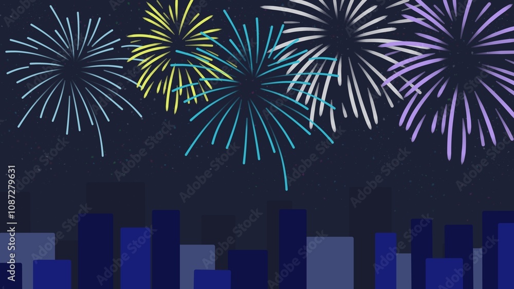 New Year's fireworks vector depicts a series of brightly colored ...