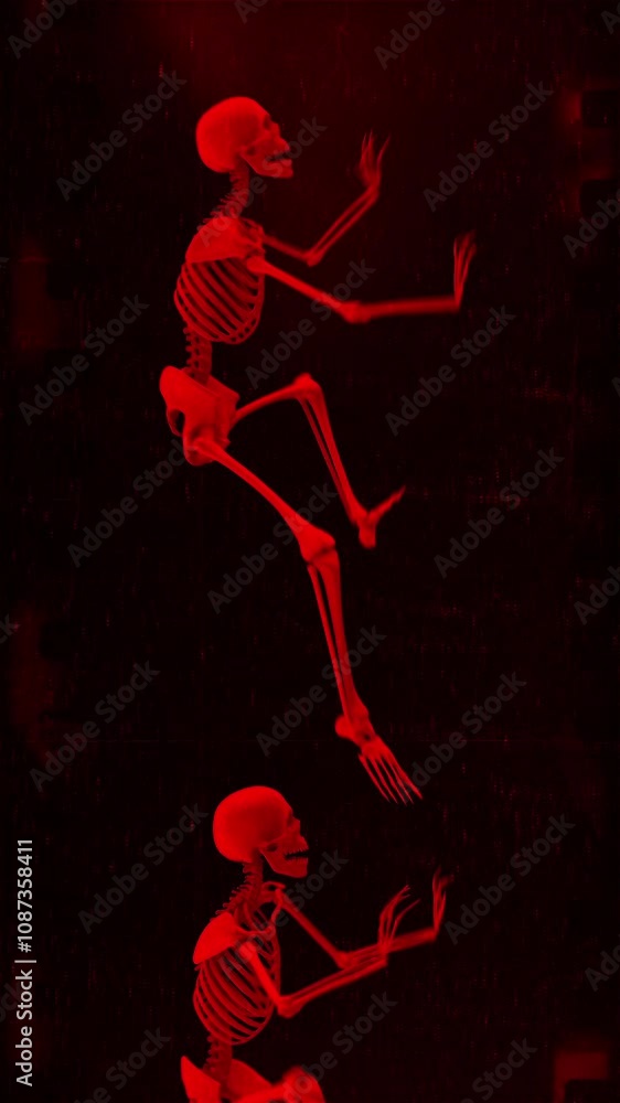 Animated Skeleton characters in a looping creeping walk sequence, with ...