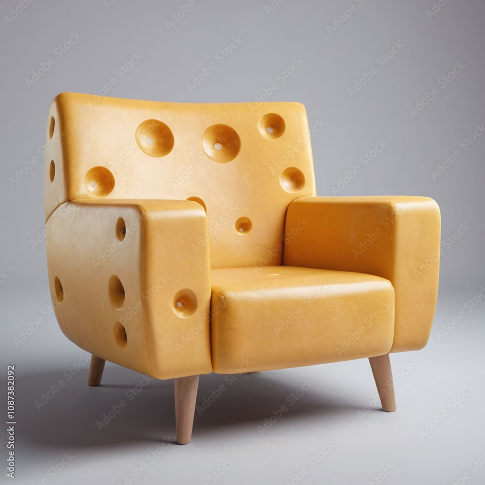 comfy cozy chair or sofa with yellow cheese shape in yellow color for ...