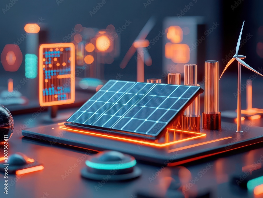 Interactive renewable energy exhibition modern tech hub digital ...