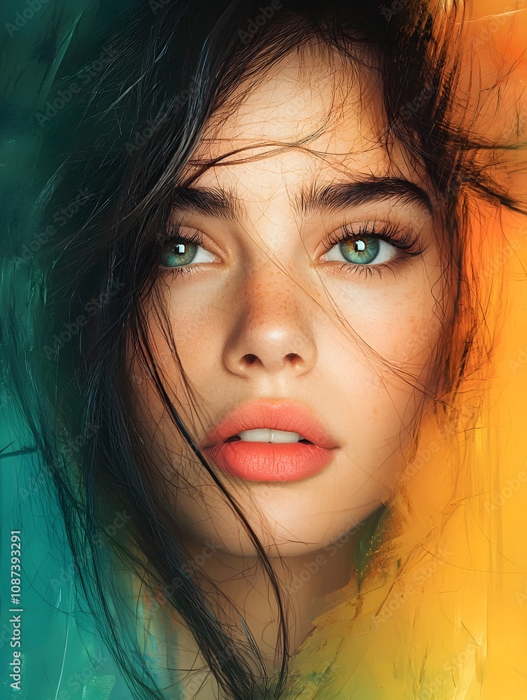 Captivating Retro Pop Art Portrait with Dramatic Lighting and Surreal ...