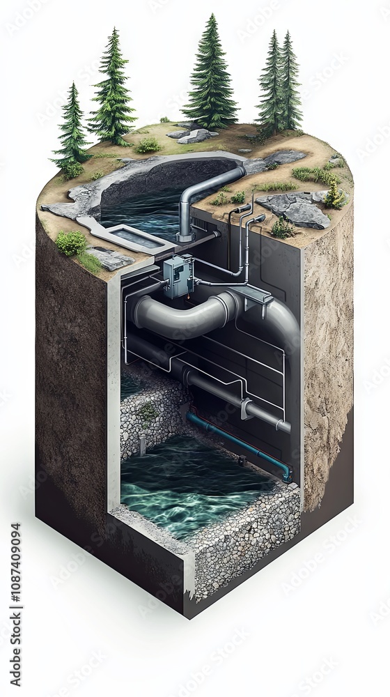 Cross-Section Diagram of an Underground Water System Stock Illustration ...
