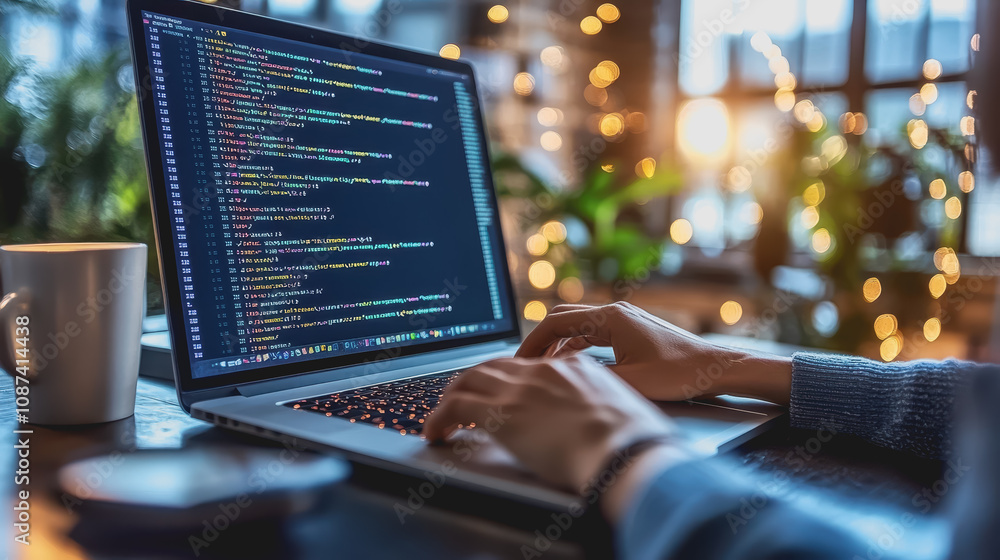 Sleek and Modern Laptop Setup for Software Development, Featuring ...