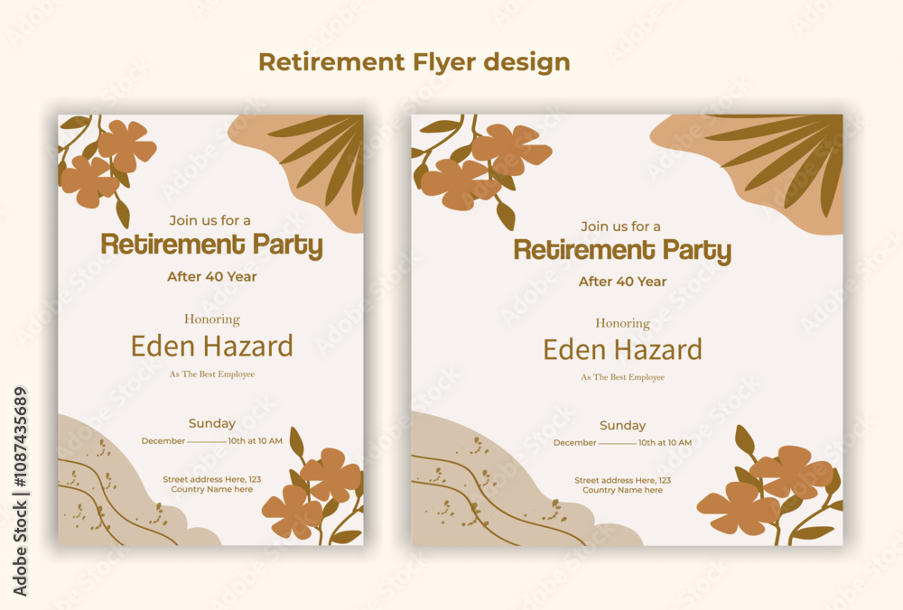 Vetor de Retirement party flyer layout social media post design vintage ...