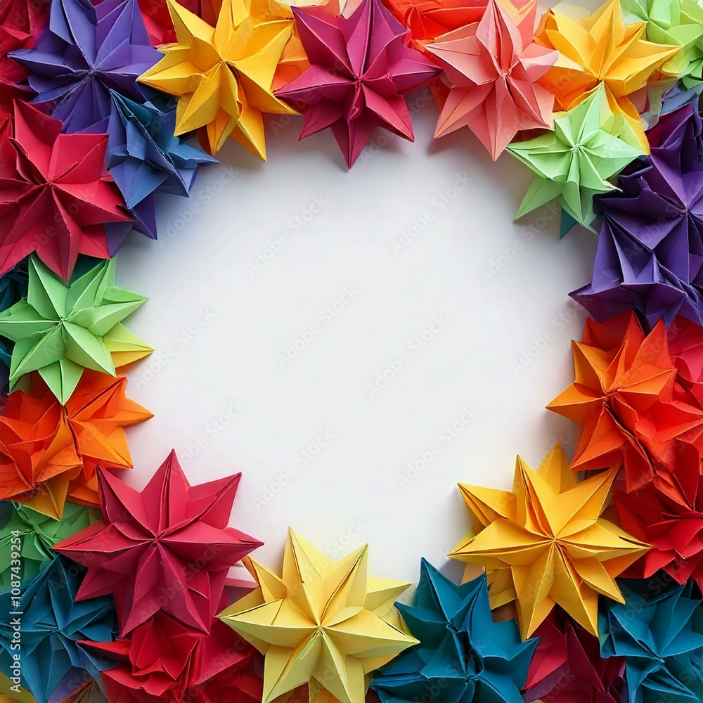 abtract origami fold paper diffuse around center blur blank space for ...