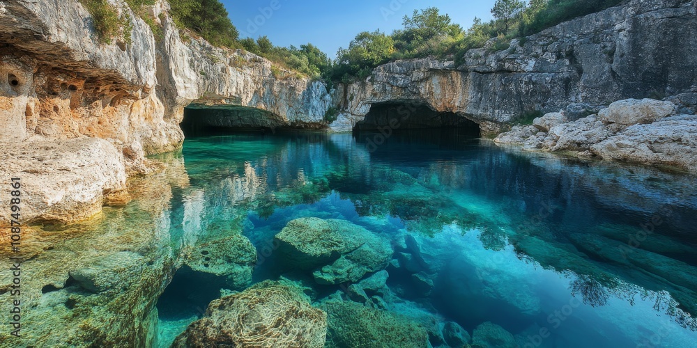 Flooded quarry with crystal clear water offers an ideal setting for ...