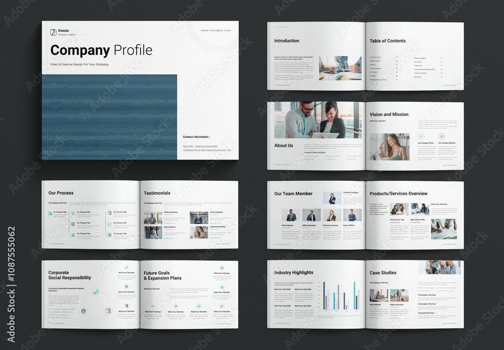 Company Profile Template Design Layout Landscape Stock Template | Adobe ...