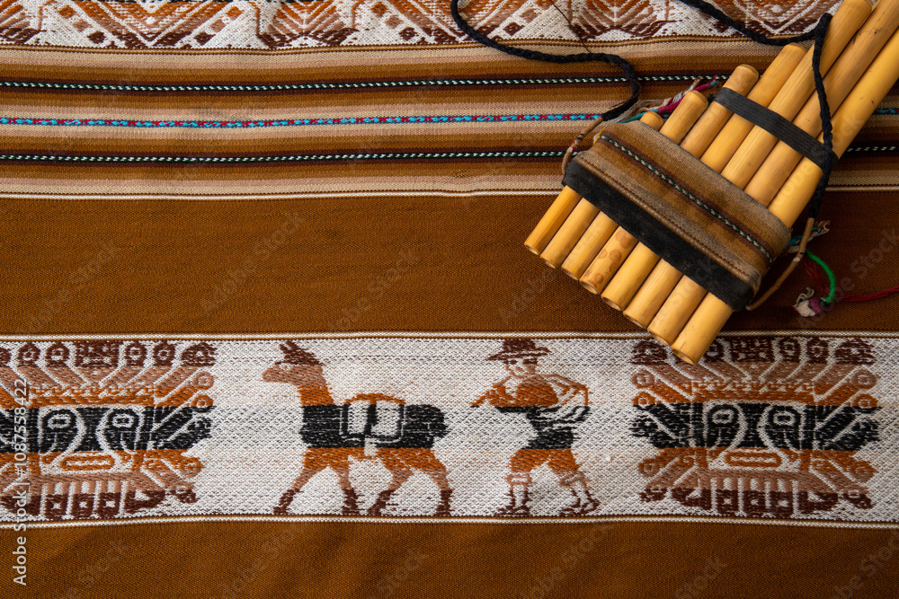 Zampoña traditional wind musical instrument from Andean areas of South ...