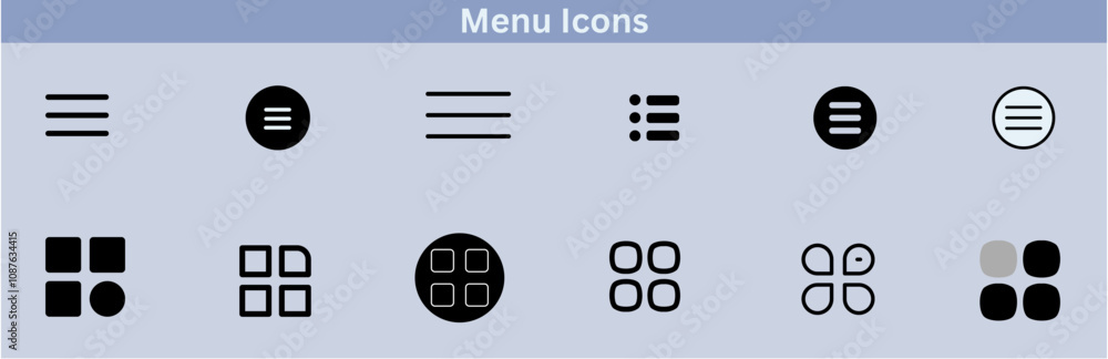 Hamburger menu icons set for web and mobile apps. Includes vector ...
