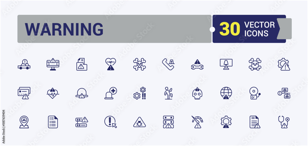 Alerts And Warning icon set. Related to danger, notification, attention ...