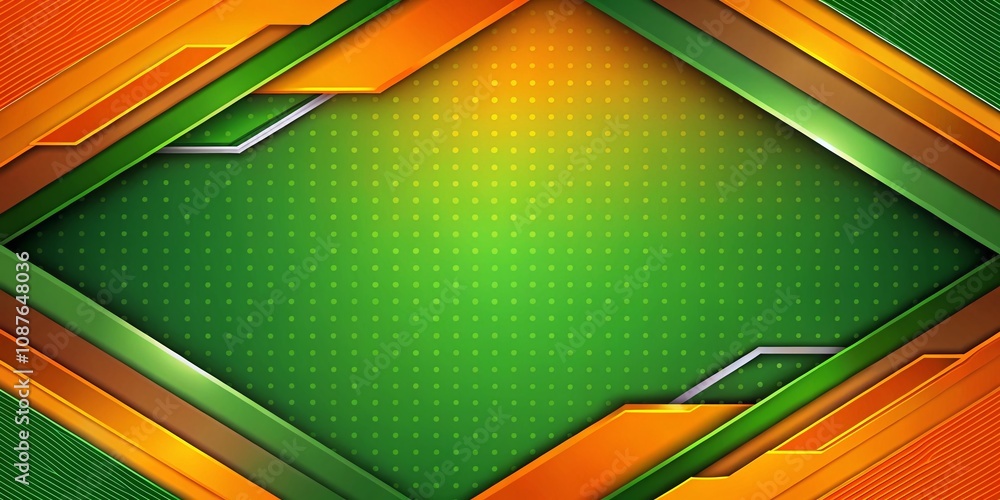 Modern green and orange design background featuring ample copy space ...