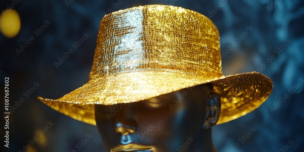 Golden floppy bucket hat costume designed for a dramatic comedian ...