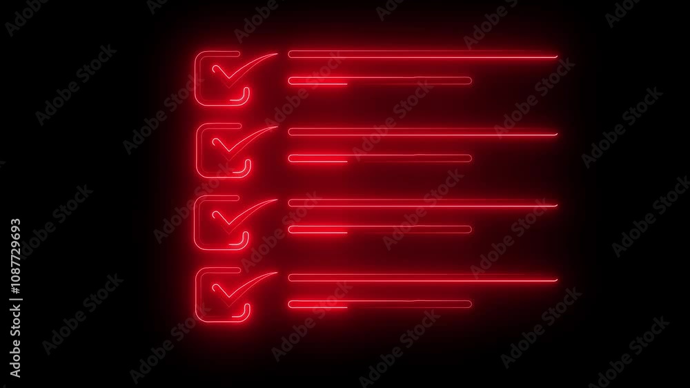 Neon line Checklist Icons animation. Multiple check mark animation ...