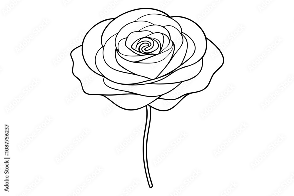 Elegant Line Drawing of a Ranunculus Flower Stock Vector | Adobe Stock