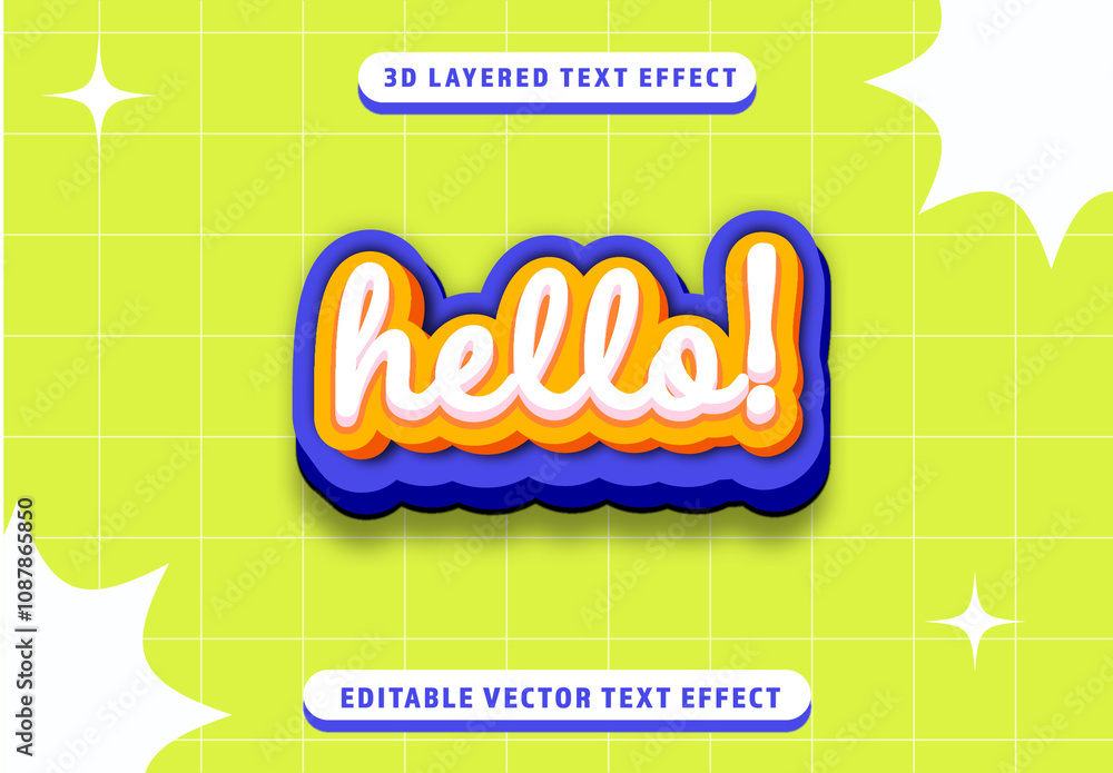 Yellow and Blue 3D Text Effect Stock Template | Adobe Stock