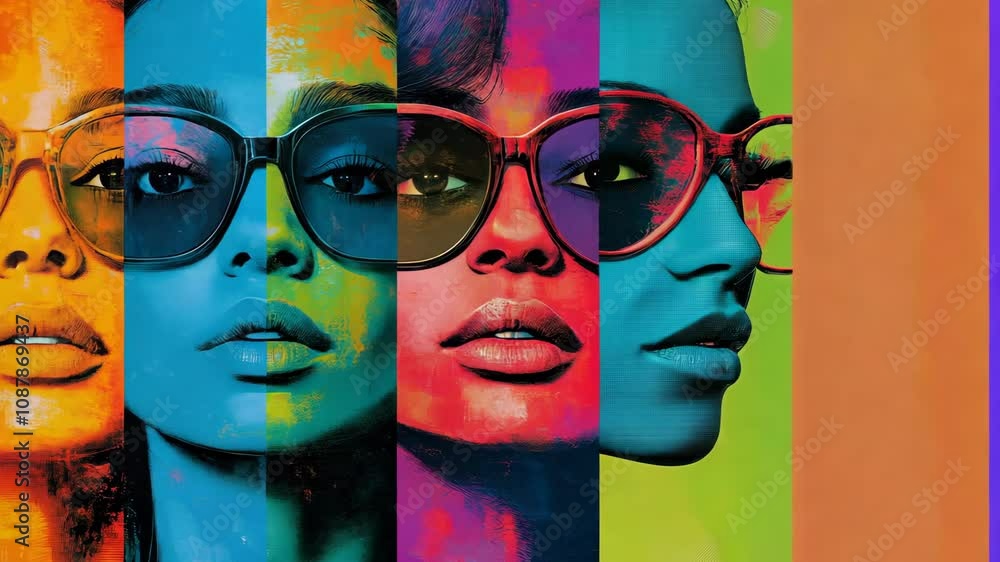 A vibrant pop art collage of iconic female portraits, celebrating ...