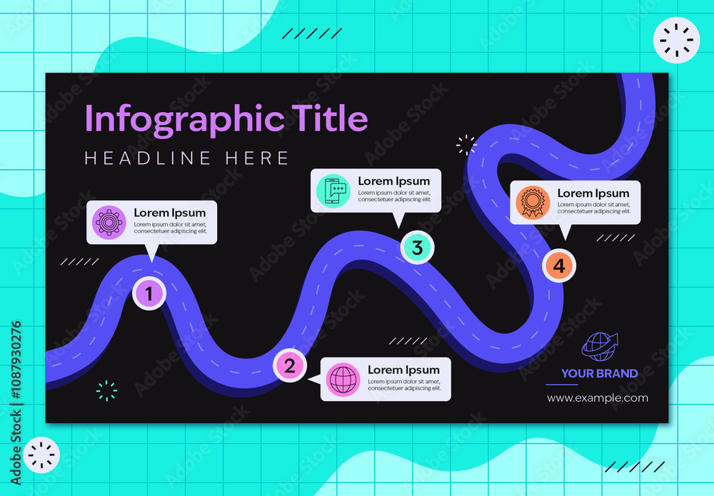 Blue and Black Modern Roadmap Infographic Presentation Template Stock ...
