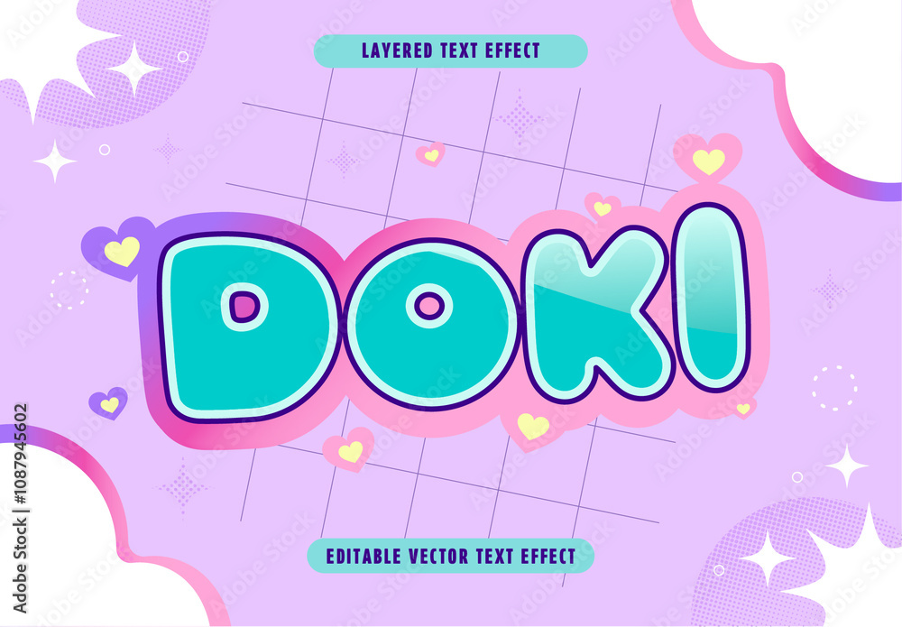 Blue and Pink Cute Text Effect Stock テンプレート | Adobe Stock