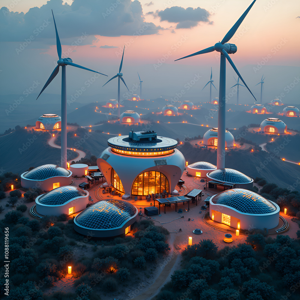 Sustainable living hub a futuristic community powered by wind energy ...